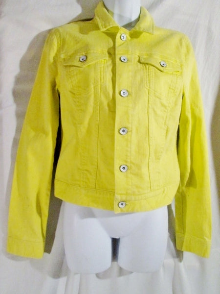 Handmade Womens Denim TAPESTRY YELLOW JEAN JACKET COAT S Boho Hippie ...