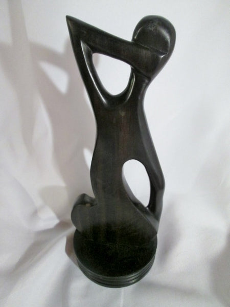 Handmade Carved Wood AFRICAN ART SCULPTURE Statue WOMAN FEMALE GODDESS ...