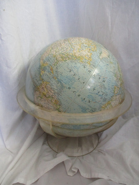 Vintage 1960s Globe Spinning World Map Stand BASE Retro Topographic ...