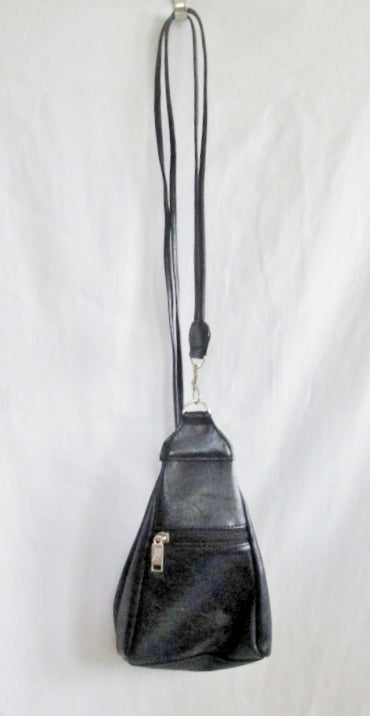 KMQ COLLECTION Faux Vegan Leather BACKPACK Sling Travel BAG BLACK Mini ...