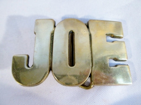 Vintage 3" SOLID BRASS "JOE" Name Monogram Autograph BELT BUCKLE 1970s ...